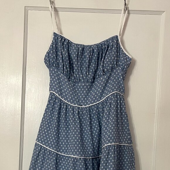 Retro Stage | Dresses | Sky Blue 95s Strap Polka Dot Swing Dress Retro ...